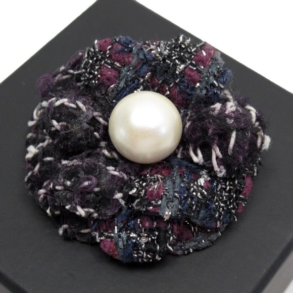 CHANEL | Jewelry | Chanel Brooch Camellia White Pearl X Gray Fake ...